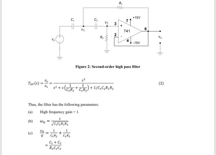Figure 1 Sallen-Key lowpass filter The transfer | Chegg.com