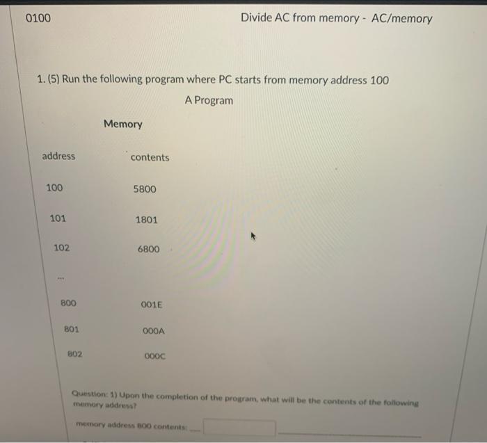 Consider the following instruction format and the | Chegg.com