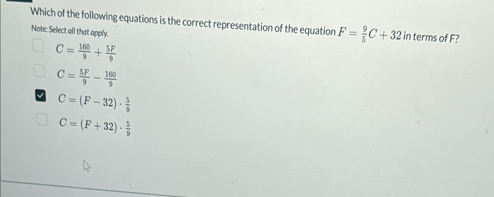 Solved Which of the following equations is the correct | Chegg.com