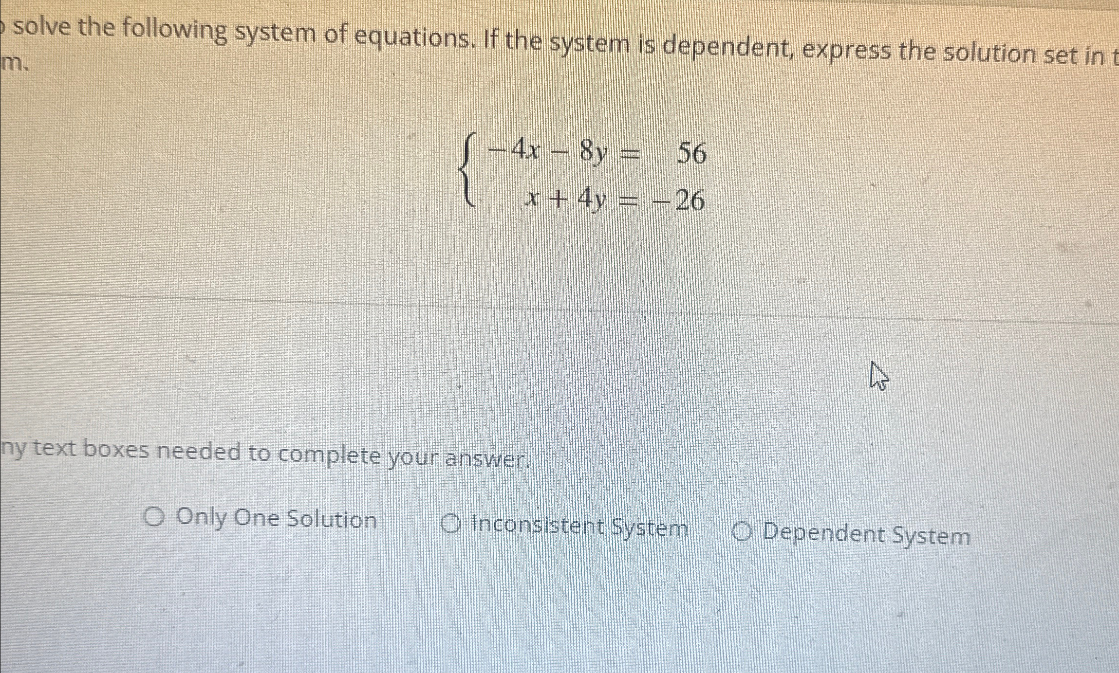 Solved solve the following system of equations. If the | Chegg.com