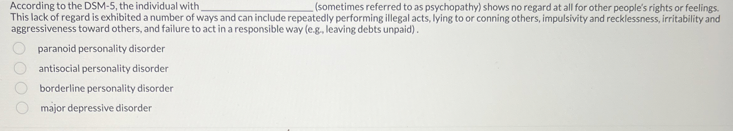 Solved According to the DSM-5, ﻿the individual with | Chegg.com