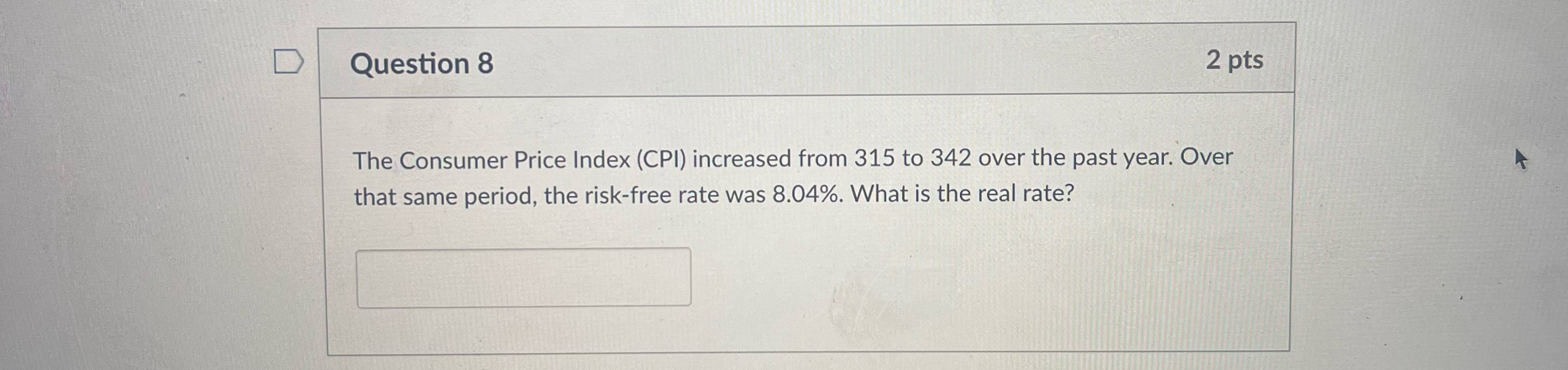 Solved Question 82ptsThe Consumer Price Index (CPI) | Chegg.com