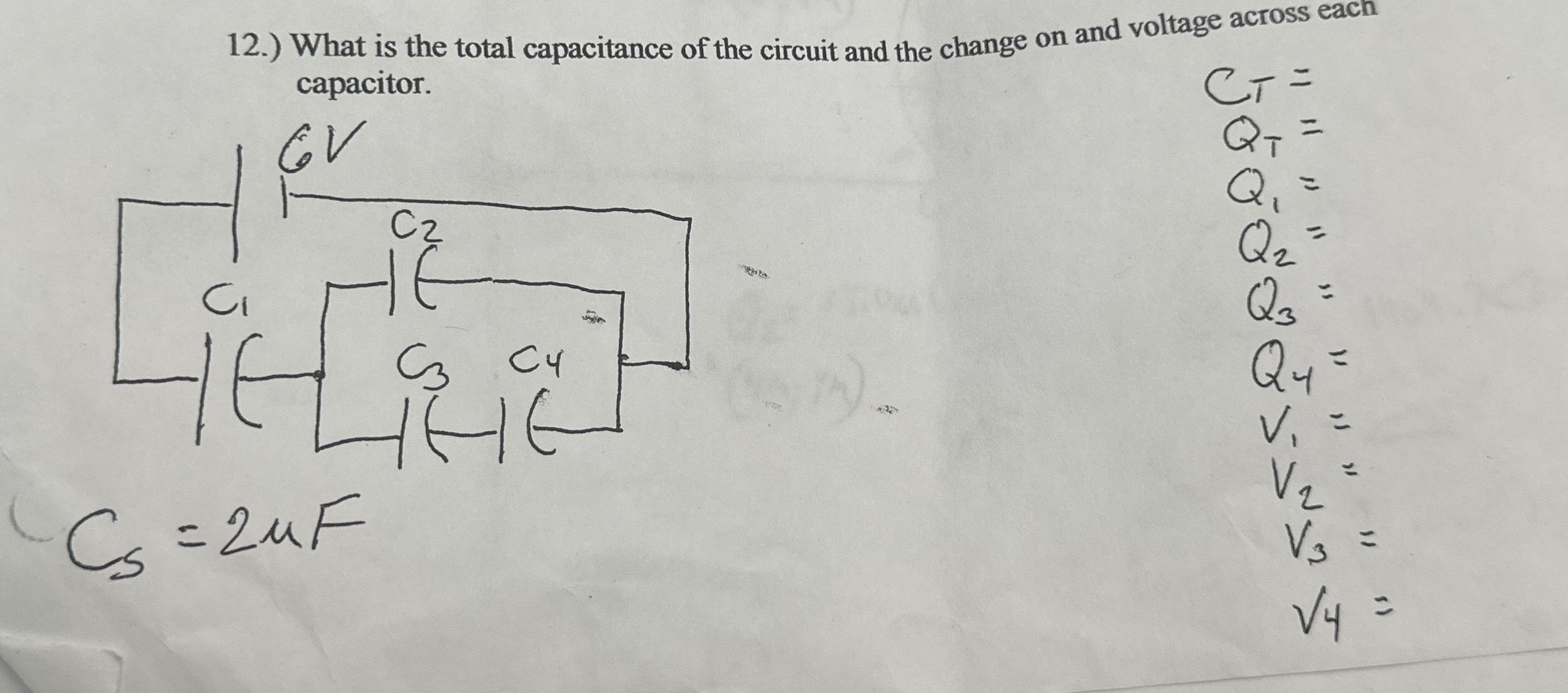 Solved 12.) ﻿What is the total capacitance of the circuit | Chegg.com