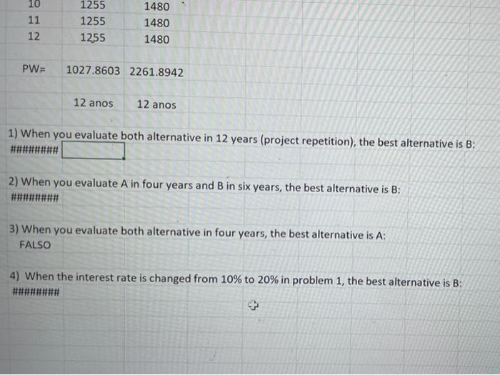Solved MARR= 0.1 B Year 0 1 2. 3 4 5 А -3500 1255 1255 1255 | Chegg.com