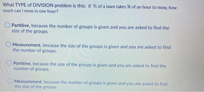 Solved What TYPE of DIVISION problem is this: If % of a lawn | Chegg.com