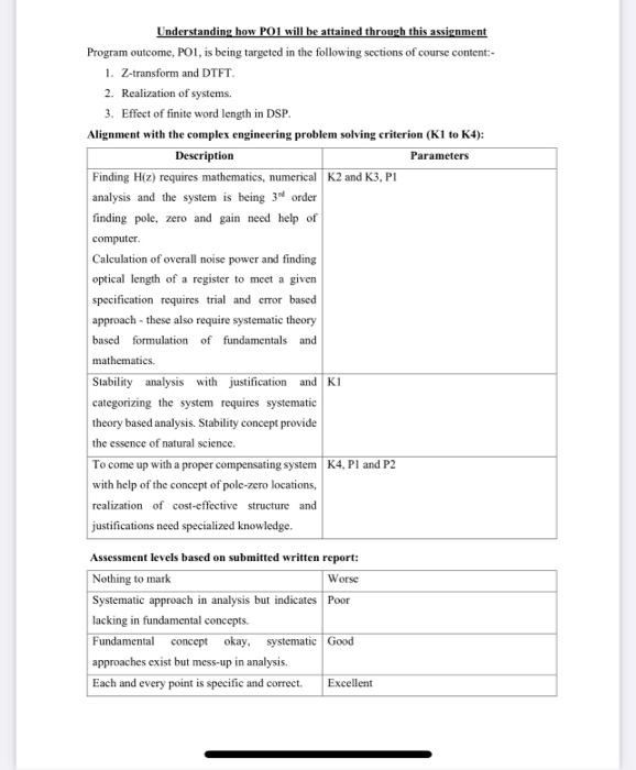 Understanding how PO1 will be attained through this | Chegg.com