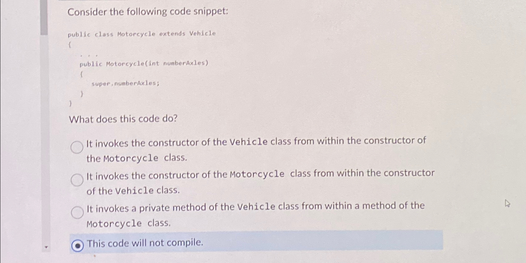 Solved Consider the following code snippet:What does this | Chegg.com