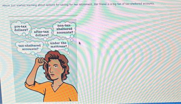 Alison just started leaming about options for saving | Chegg.com