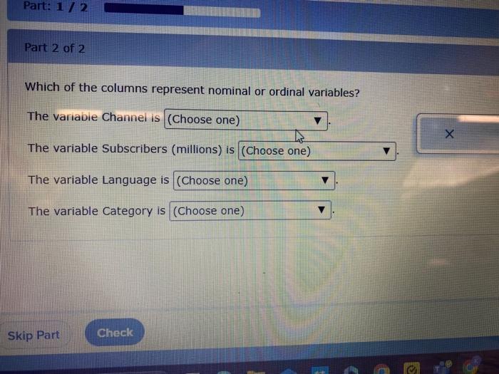 Solved Which of the columns represent nominal or ordinal | Chegg.com