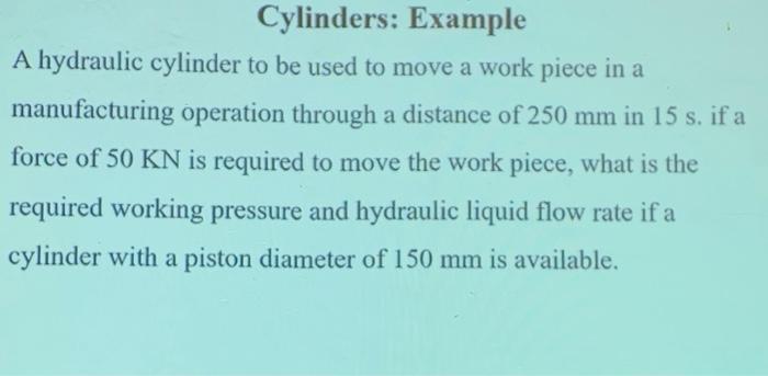 Solved Cylinders: Example A hydraulic cylinder to be used to | Chegg.com