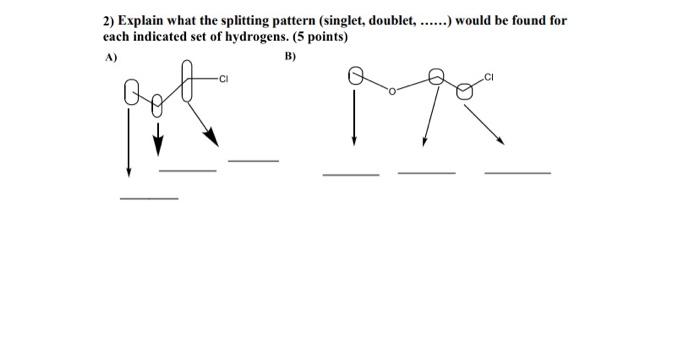 Solved 2) Explain what the splitting pattern (singlet, | Chegg.com