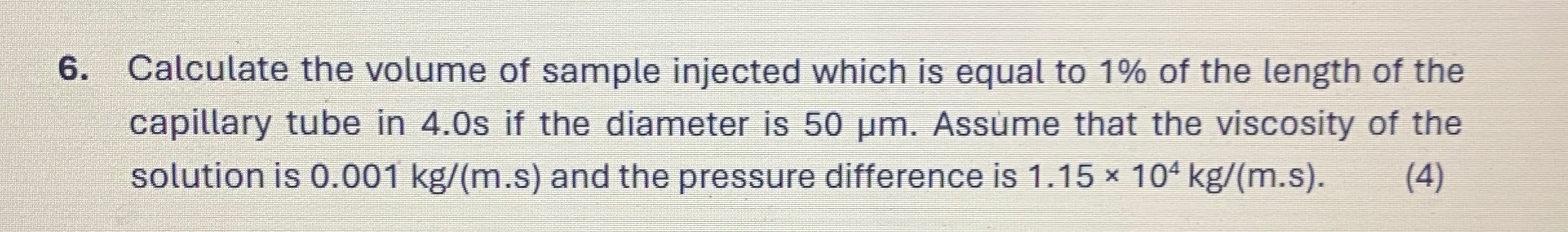 Solved Calculate the volume of sample injected which is | Chegg.com