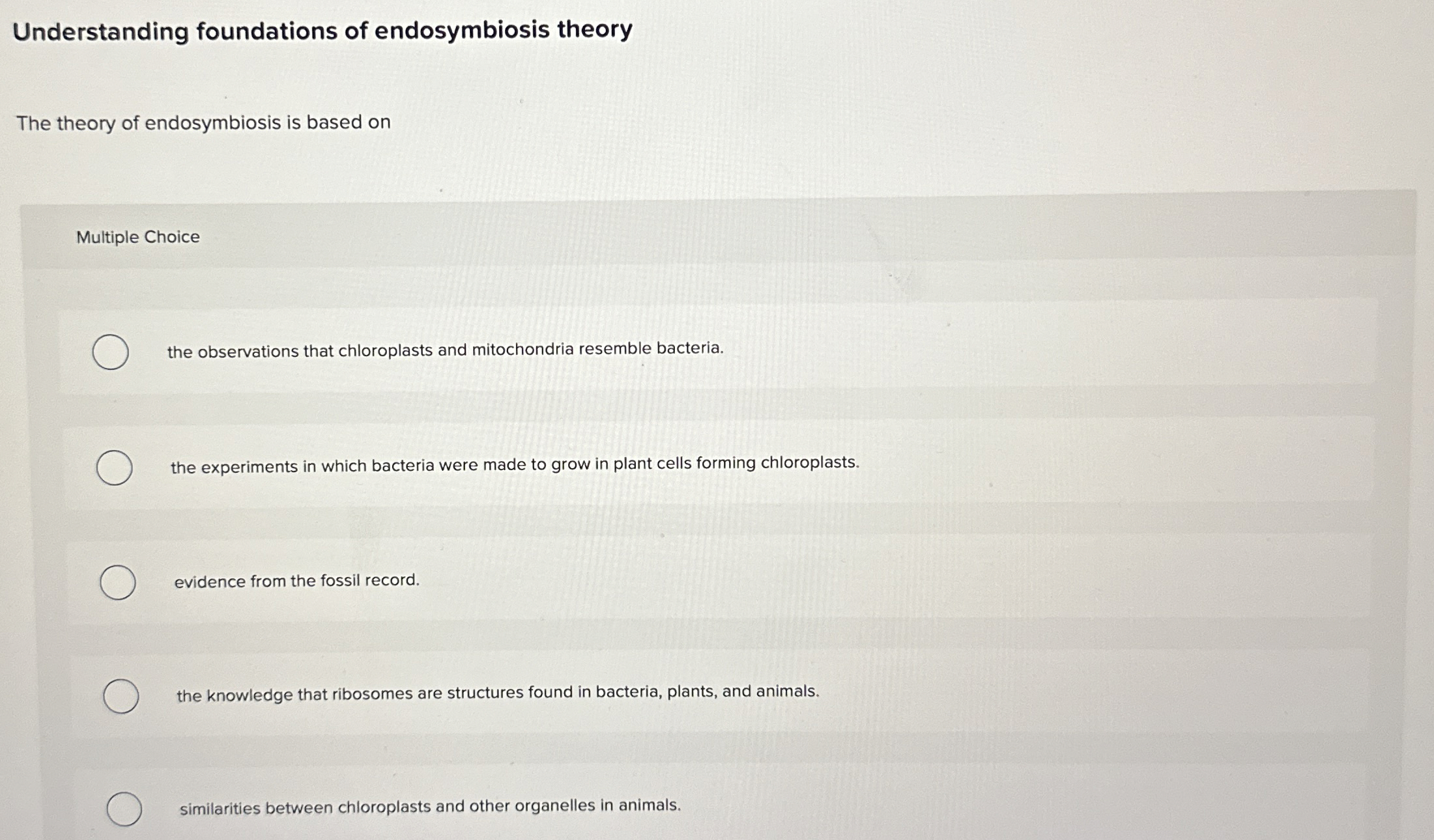 Solved Understanding foundations of endosymbiosis theoryThe | Chegg.com