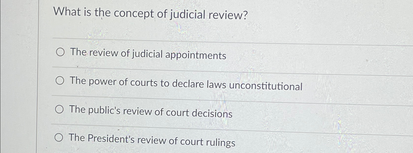 Solved What is the concept of judicial review?The review of | Chegg.com