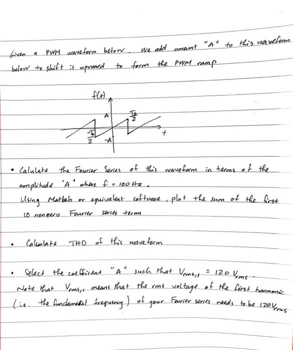 Solved Given a PWM waveform beluw. We add amment " A " to | Chegg.com