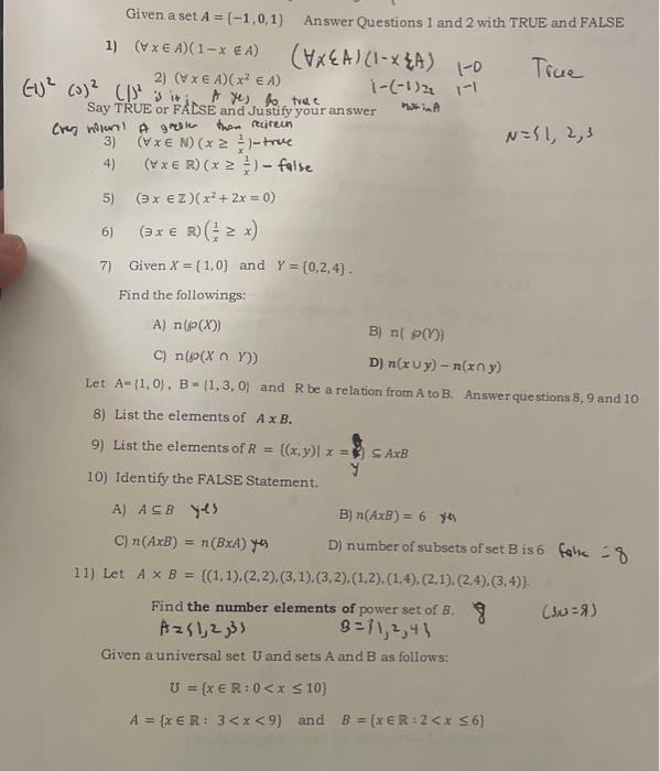 Solved Given a set A={−1,0,1} Answer Questions 1 and 2 with | Chegg.com
