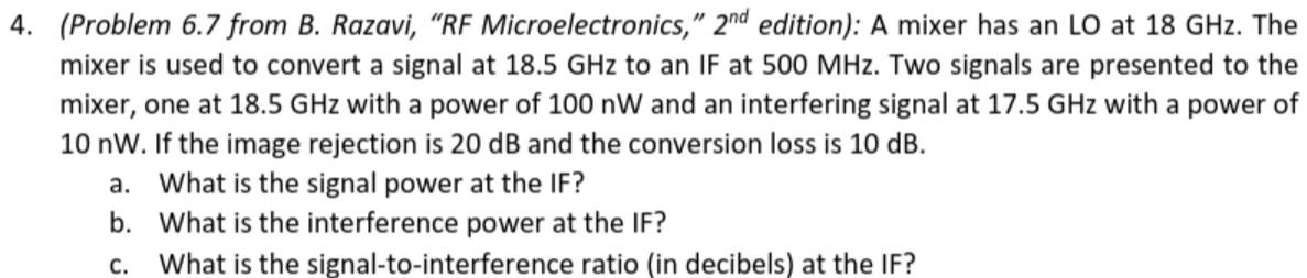 Solved (Problem 6.7 ﻿from B. ﻿Razavi, "RF Microelectronics," | Chegg.com