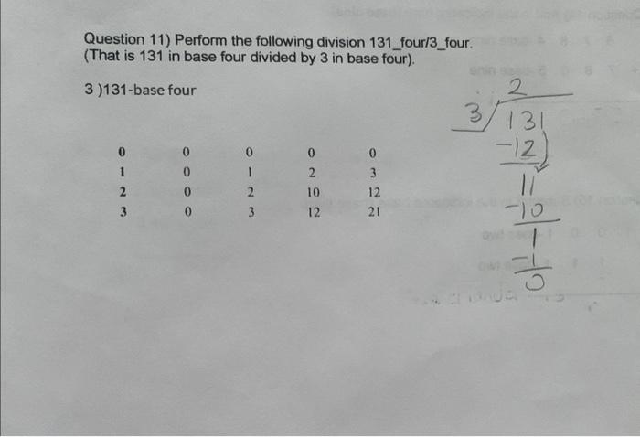 Solved Question 11) Perform the following division | Chegg.com