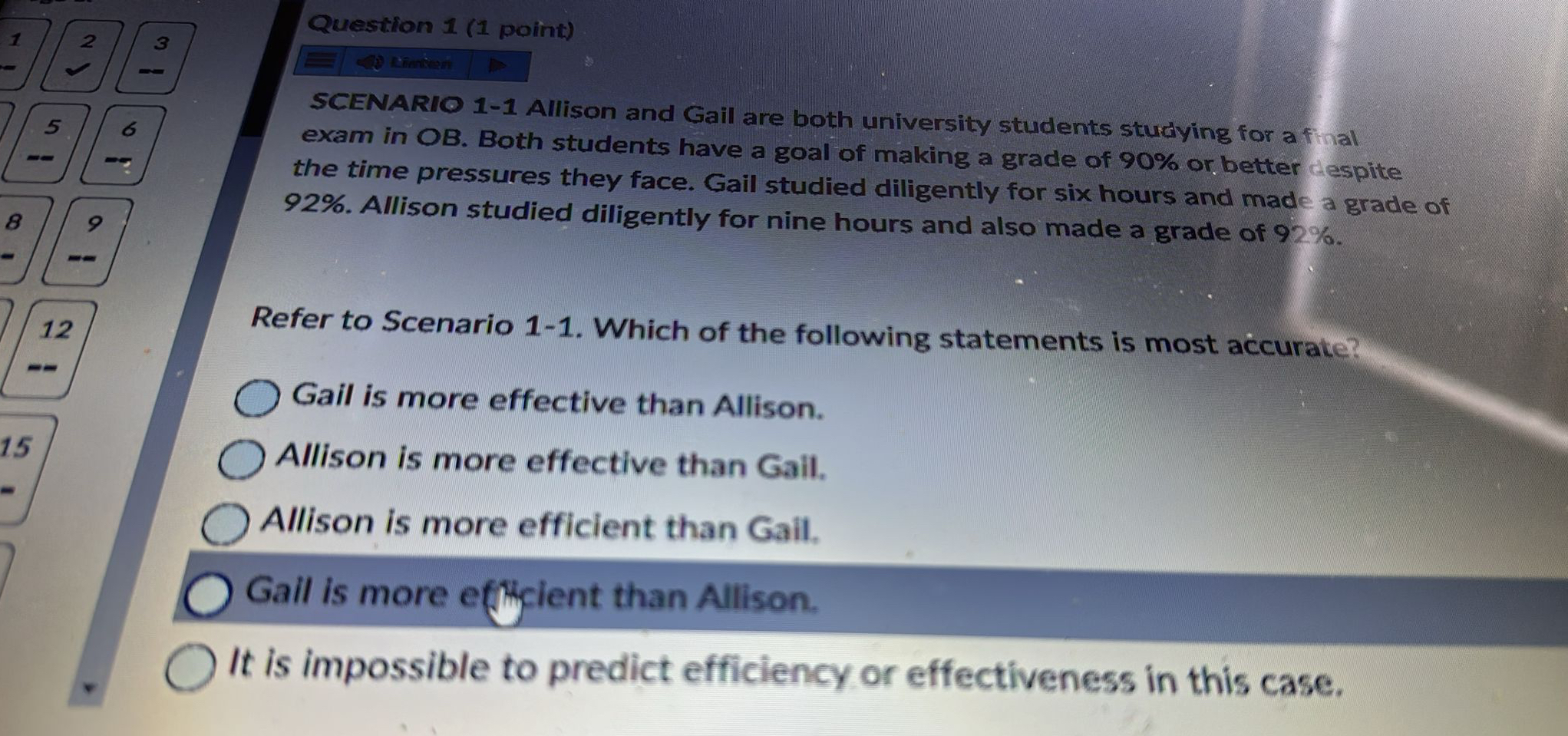 Solved Question 1 (1 ﻿point)SCENARIO 1-1 ﻿Allison and Gail | Chegg.com