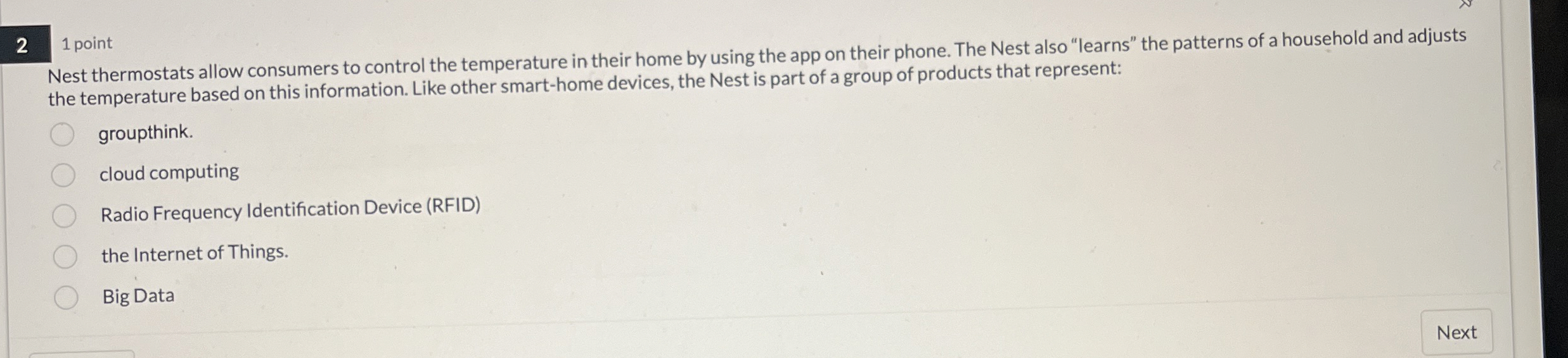Solved 21 ﻿pointNest thermostats allow consumers to control | Chegg.com