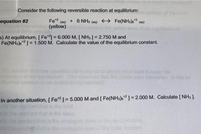 Solved Consider the following reversible reaction at | Chegg.com