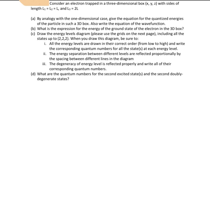 Solved Consider an electron trapped in a three-dimensional | Chegg.com