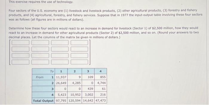 Solved Four sectors of the U.S. economy are (1) livestock | Chegg.com