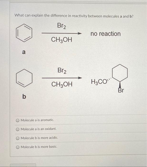 Solved What can explain the difference in reactivity between | Chegg.com