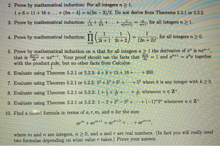 Solved 2. Prove by mathematical induction: For all integers | Chegg.com