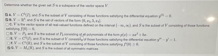 Solved Determine whether the given set S is a subspace of | Chegg.com