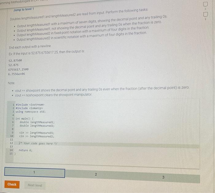 Solved Doubles lengthMeasuredt and lengthMeasured2 are read | Chegg.com