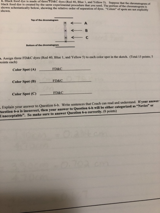 6. Black food dye is made of three FD&C dyes (Red 40, | Chegg.com