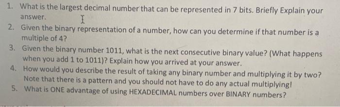 Solved 1. What is the largest decimal number that can be | Chegg.com