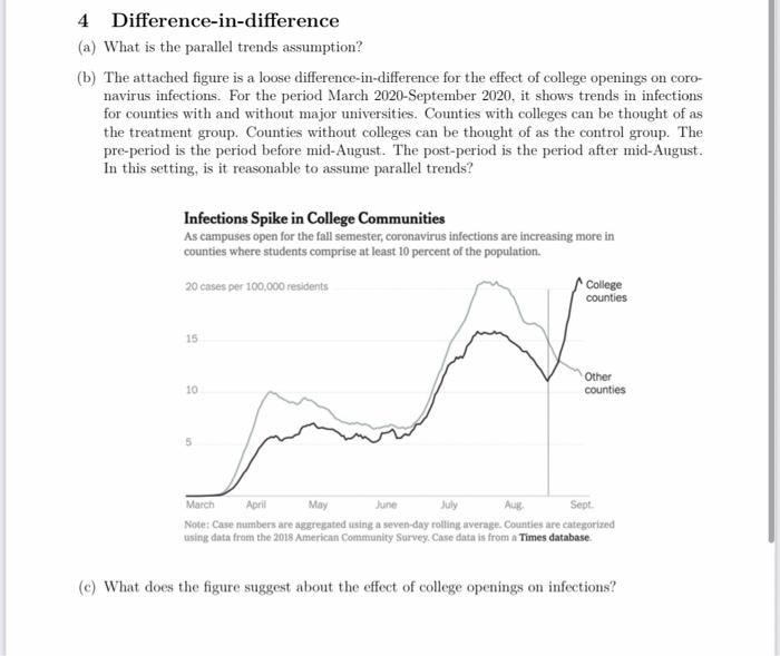 Solved 4 Difference-in-difference (a) What is the parallel | Chegg.com