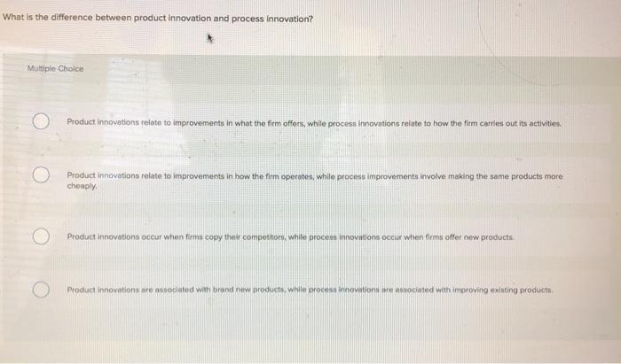 Solved What is the difference between product innovation and | Chegg.com