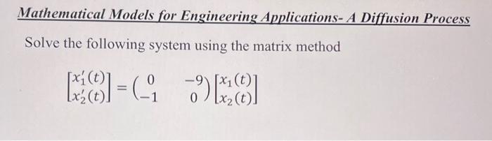 Solved Mathematical Models for Engineering Applications-A | Chegg.com