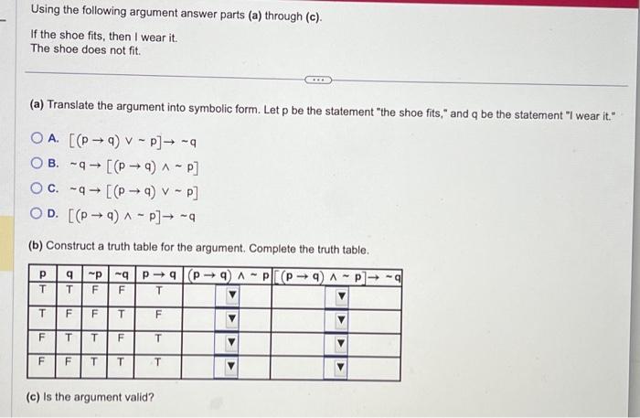 Solved Using the following argument answer parts (a) through | Chegg.com