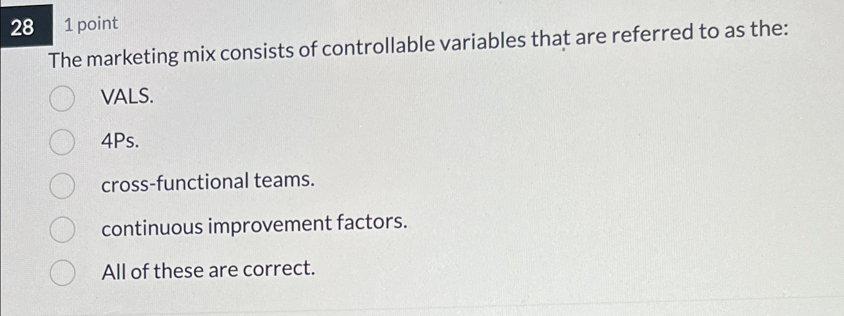 Solved 281 ﻿pointThe marketing mix consists of controllable | Chegg.com