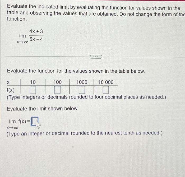 Solved Evaluate the indicated limit by evaluating the | Chegg.com