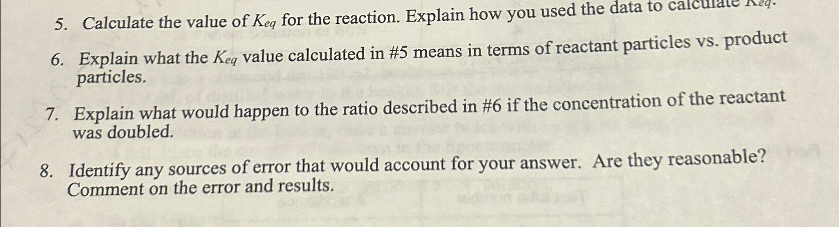 Calculate the value of Keq ﻿for the reaction. Explain | Chegg.com