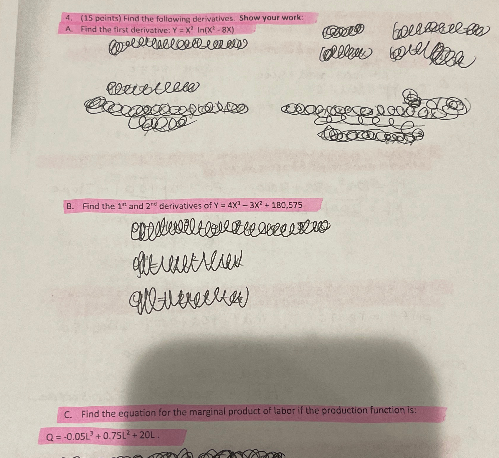 Solved (15 ﻿points) ﻿Find the following derivatives. Show | Chegg.com