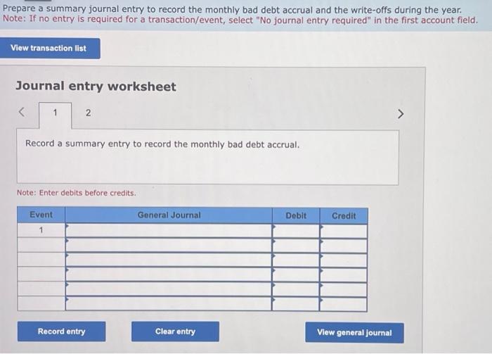Solved repare a summary journal entry to record the monthly | Chegg.com