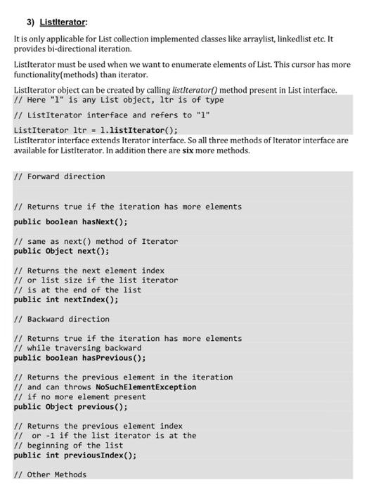 Iterators in Java Iterators are used in Collection | Chegg.com