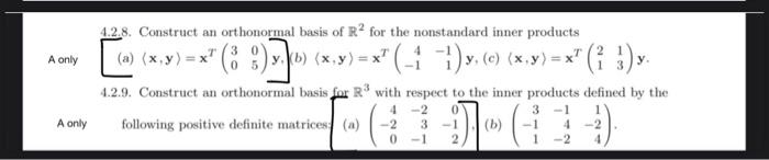 Solved A only y 4.2.8. Construct an orthonormal basis of R2 | Chegg.com