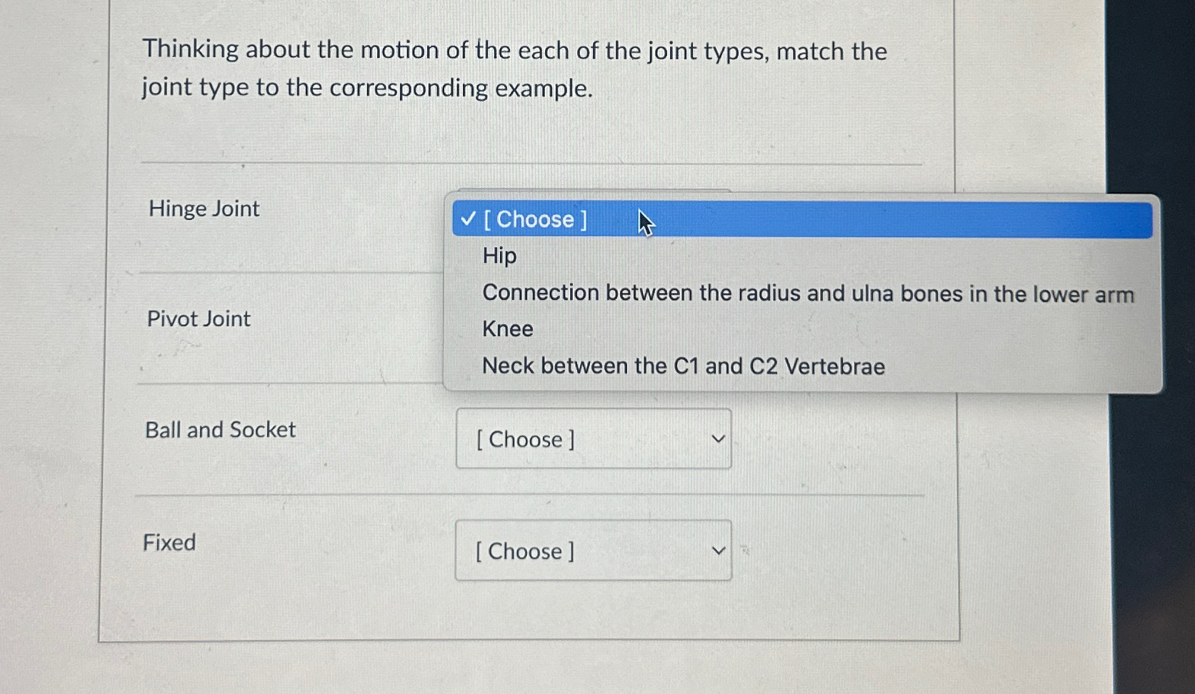 Solved Thinking about the motion of the each of the joint | Chegg.com