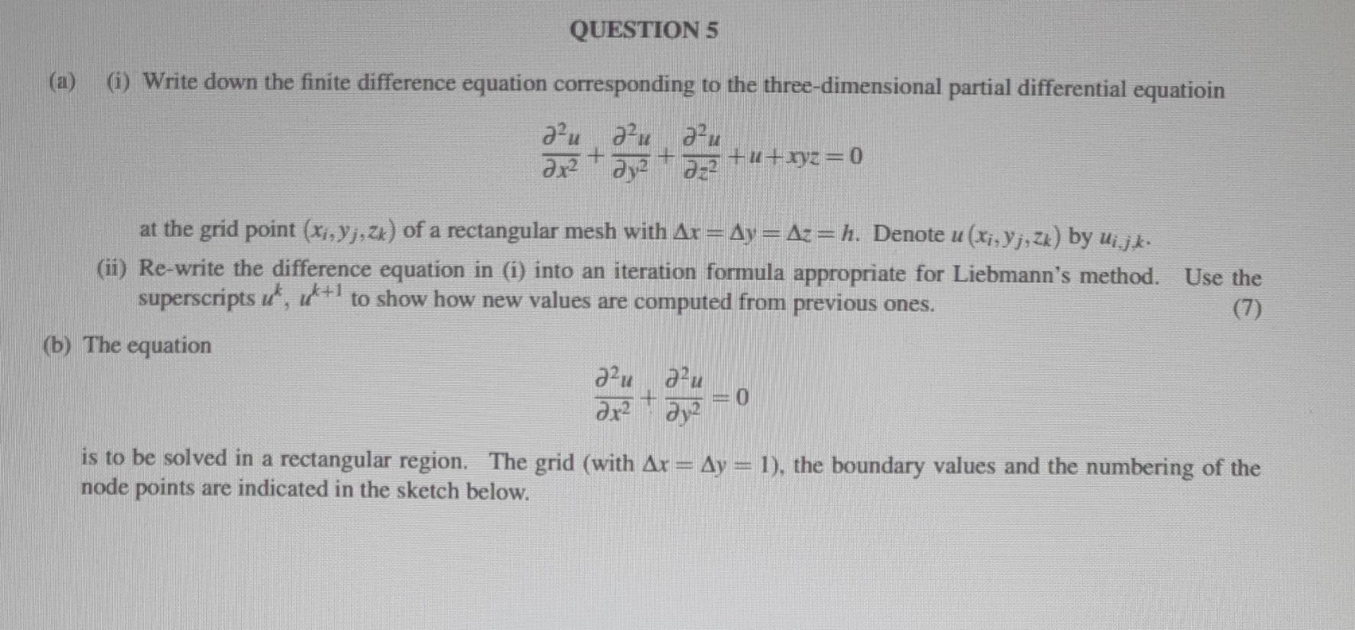 Solved (a) (i) Write down the finite difference equation | Chegg.com