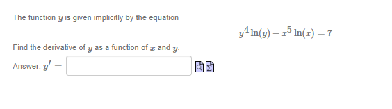 Solved The function y ﻿is given implicitly by the | Chegg.com