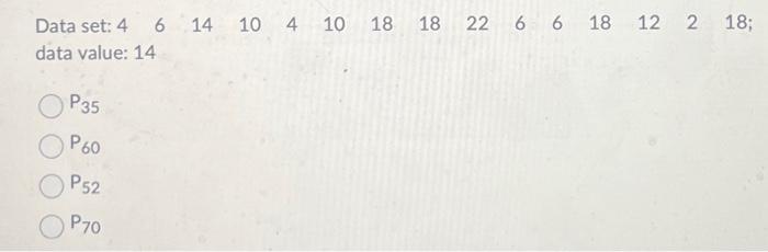 Solved Find the percentile for the data value.Data set: 4 6 | Chegg.com