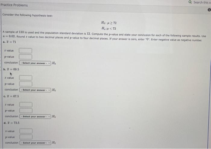 Solved Consider The Following Hypothesis Test 2522
