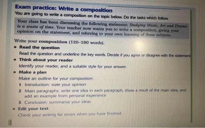 Exam practice: Write a composition You are going to | Chegg.com